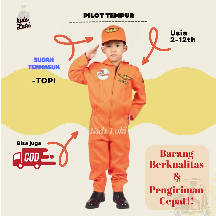 Jual baju pilot anak Kostum Profesi PILOT TEMPUR Cilik Stelan Pilot ...