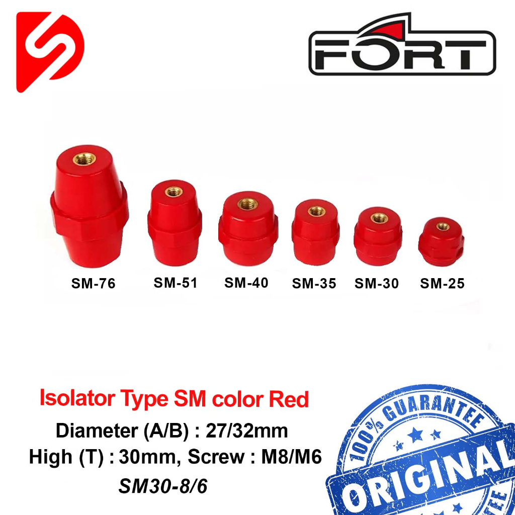 Jual Isolator Type SM color Red (SM 30-8/6) M8/M6 FORT | Shopee Indonesia