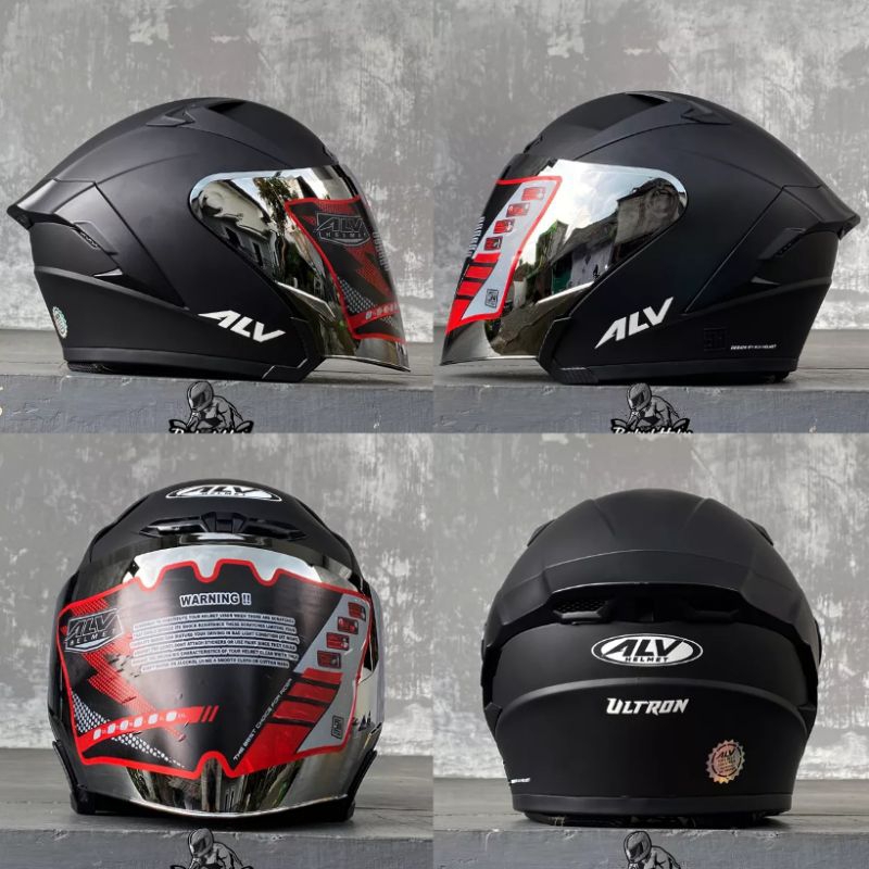 Jual HELM ALV ULTRON SOLID BLACK DOFF SINGLE VISOR | Shopee Indonesia