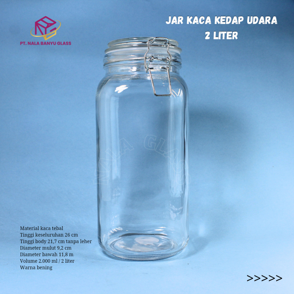 Jual JKKDU2L jar kaca hermatico 2 Liter / toples kaca 2000ml kedap ...