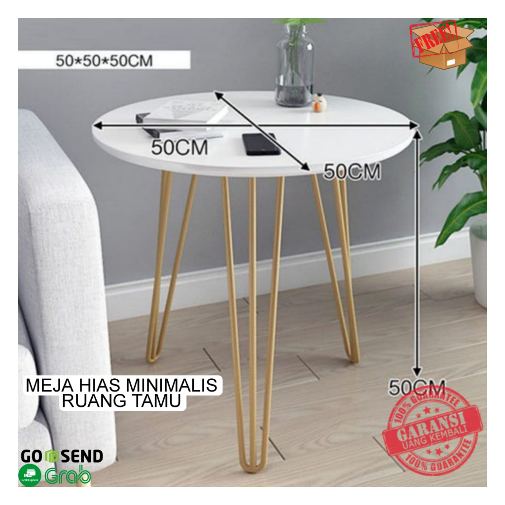 Jual Meja 50cm Teras Hias Bulat Table Round Coffe Meja Gold Tinggi 50 ...