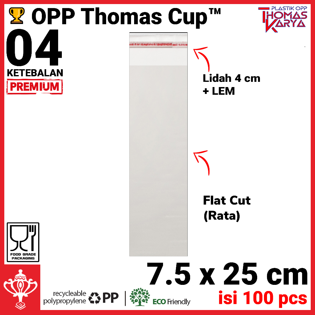 Jual Plastik OPP 7,5x25 TEBAL Isi 100 Kantong Bening Kemasan Dupa Pulpen Pensil Mie Lidi Lem ...