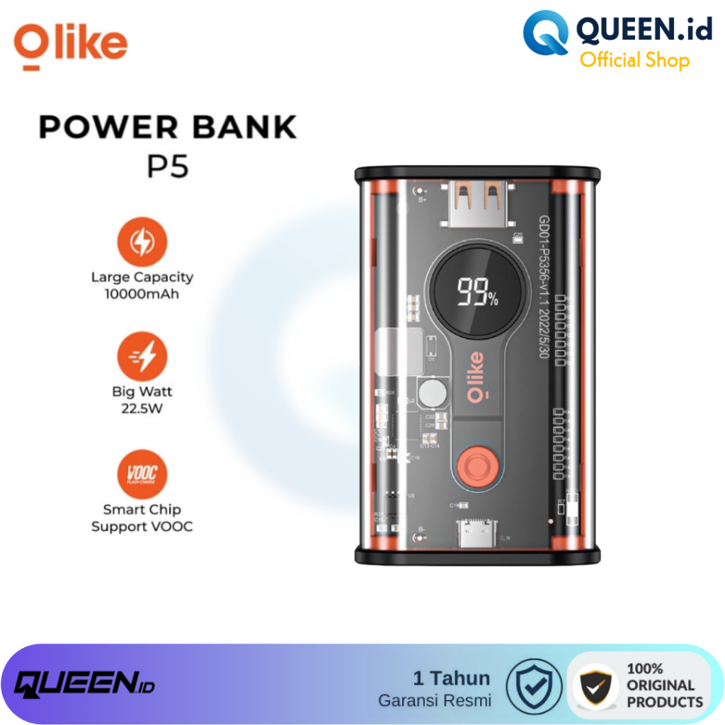 Jual Olike P5 Powerbank 10000mAh 22.5W VOOC LED Display Fast Charging ...