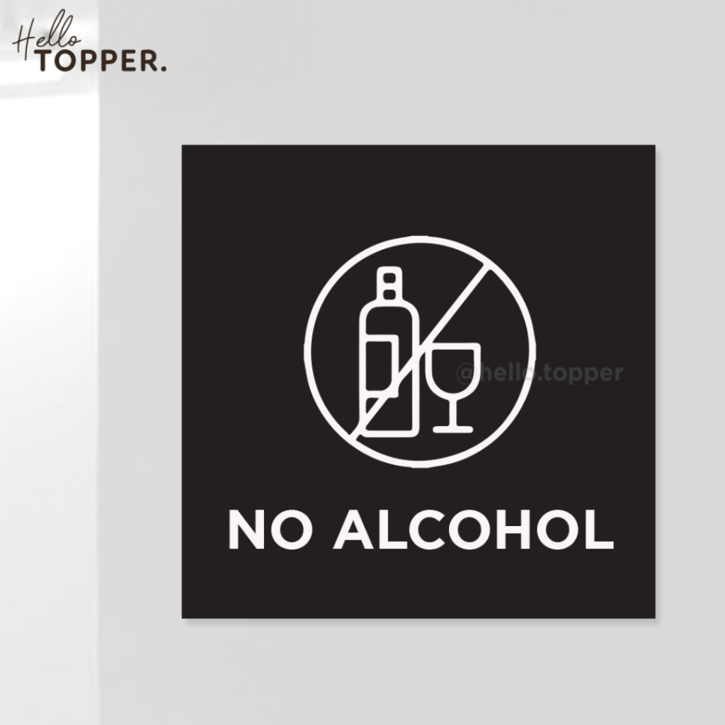 Jual No Alcohol Signage Board Sign Akrilik Tempel Dinding Papan Acrylic ...