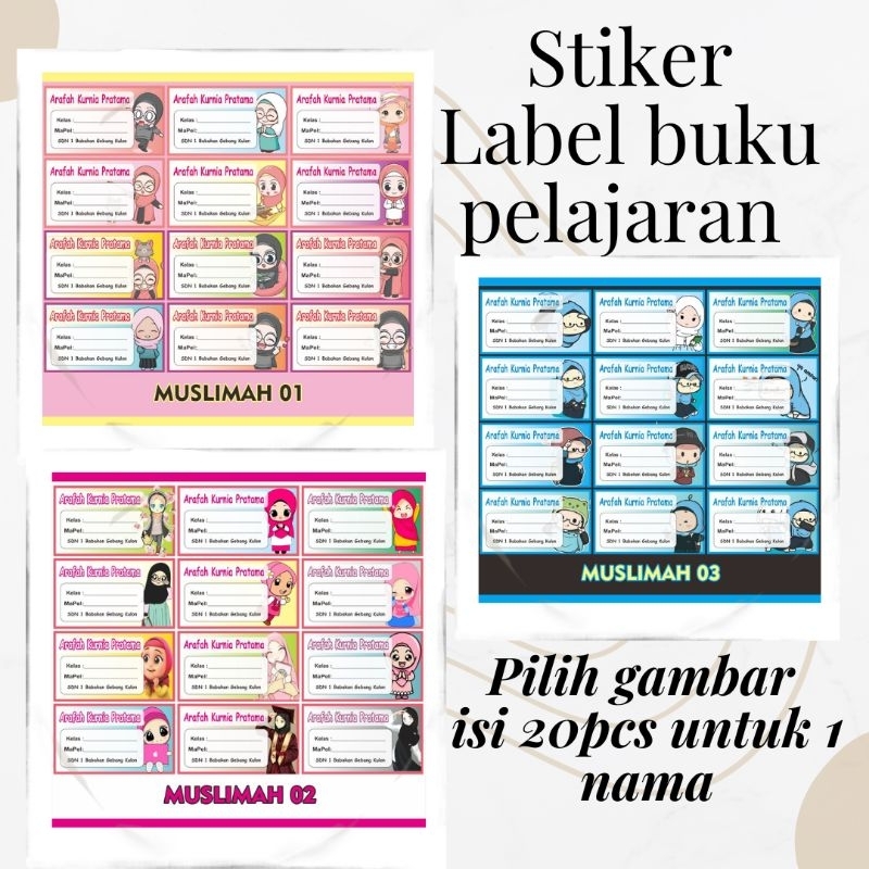 Jual isi 20pcs/Stiker Mapel/Stiker anak muslim/stiker buku/stiker ...
