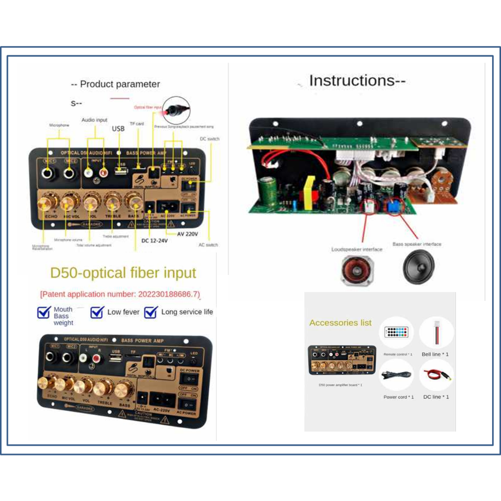 Jual MOOX Papan Audio Amplifier Karaoke Bluetooth with Optical Fiber ...