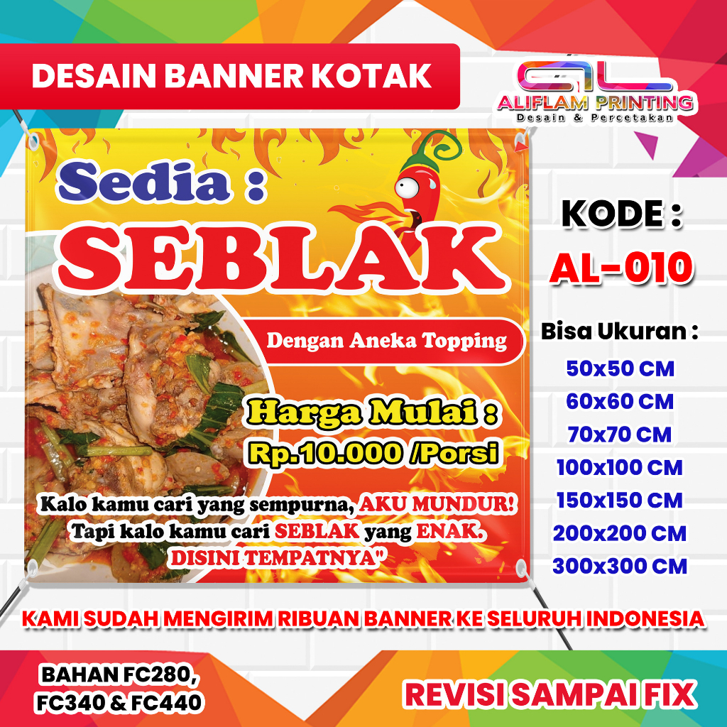Jual CETAK BANNER/SPANDUK SEBLAK KOTAK KODE AL-010 | REVISI SAMPAI FIX ...