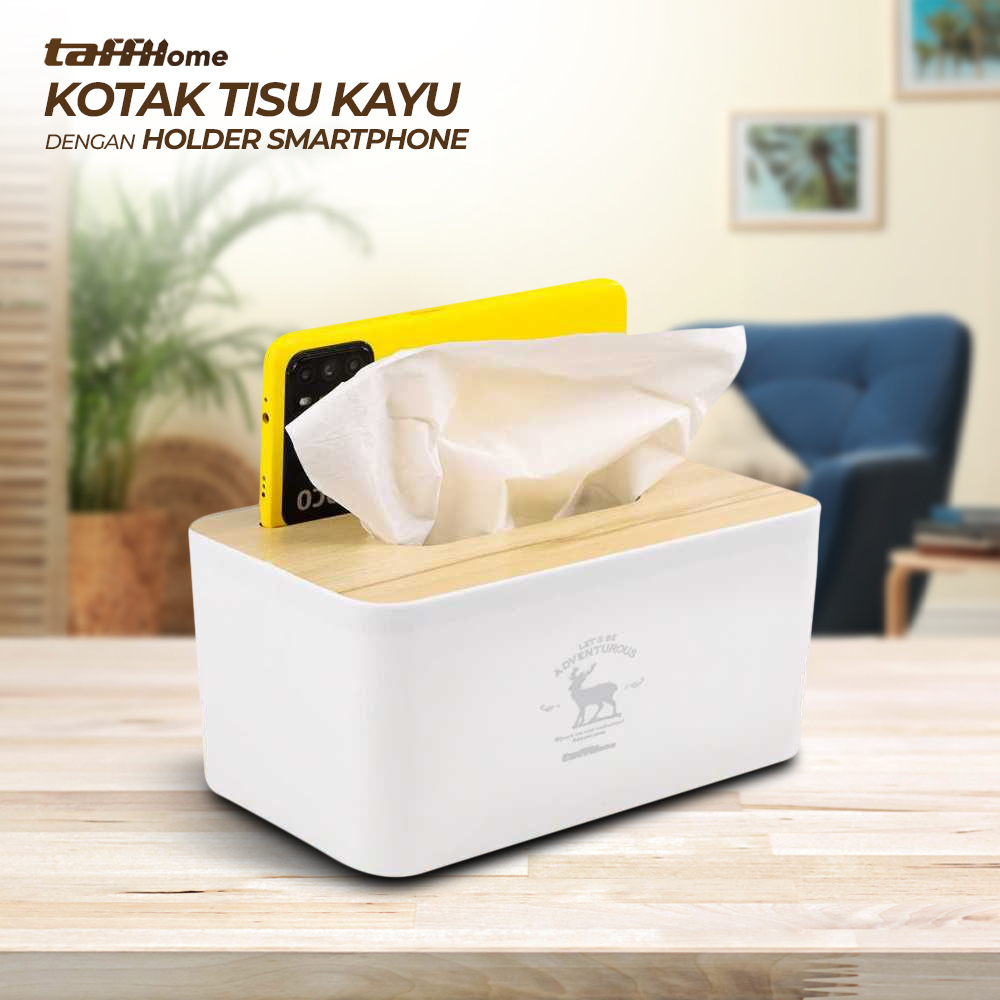 Jual [PROMO] Kotak Tisu Kayu Estetik Box with Handphone Holder Murah ...