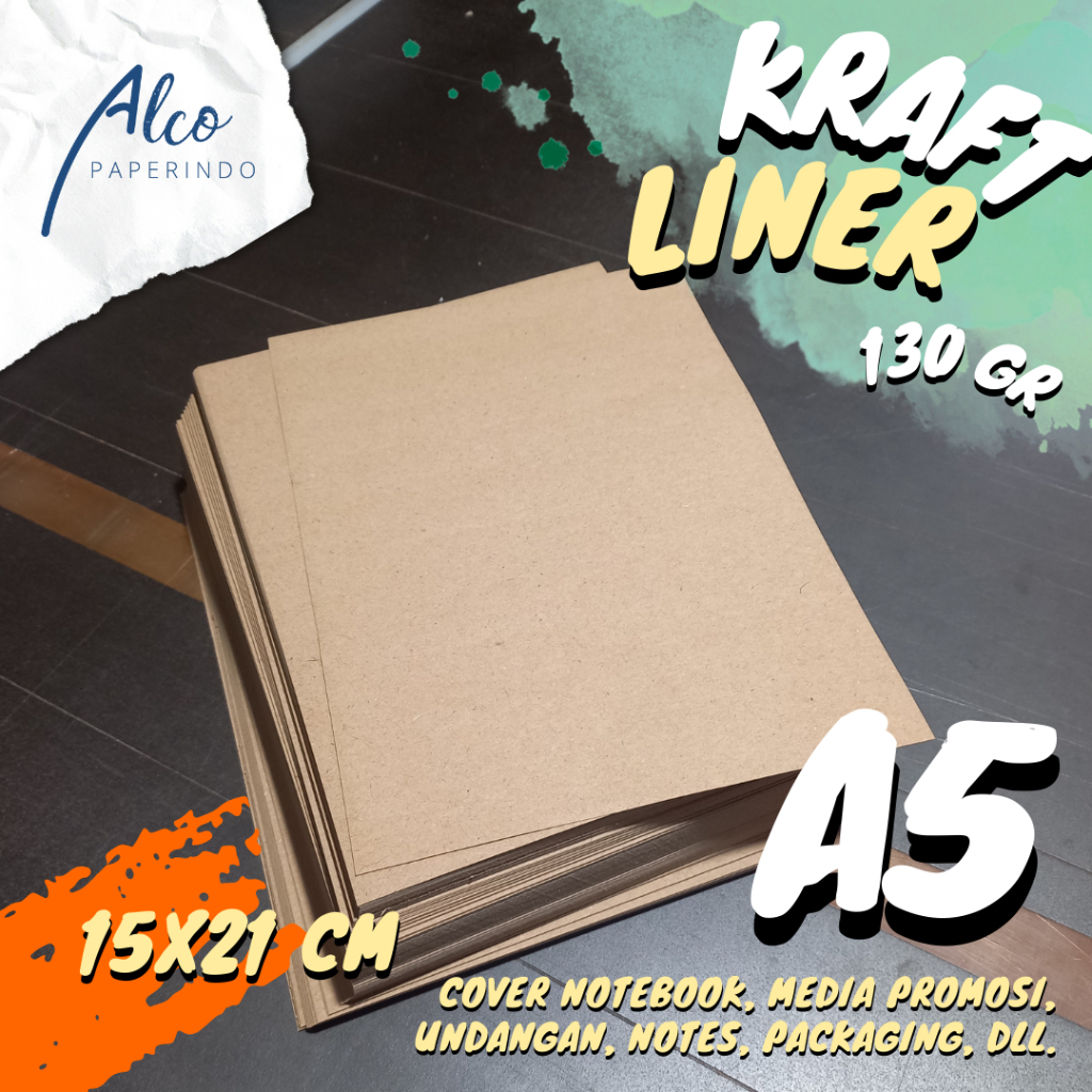 Jual Kertas Karton Kraft Craft Paper Liner 130gr ukuran A5 (15x21 cm ...