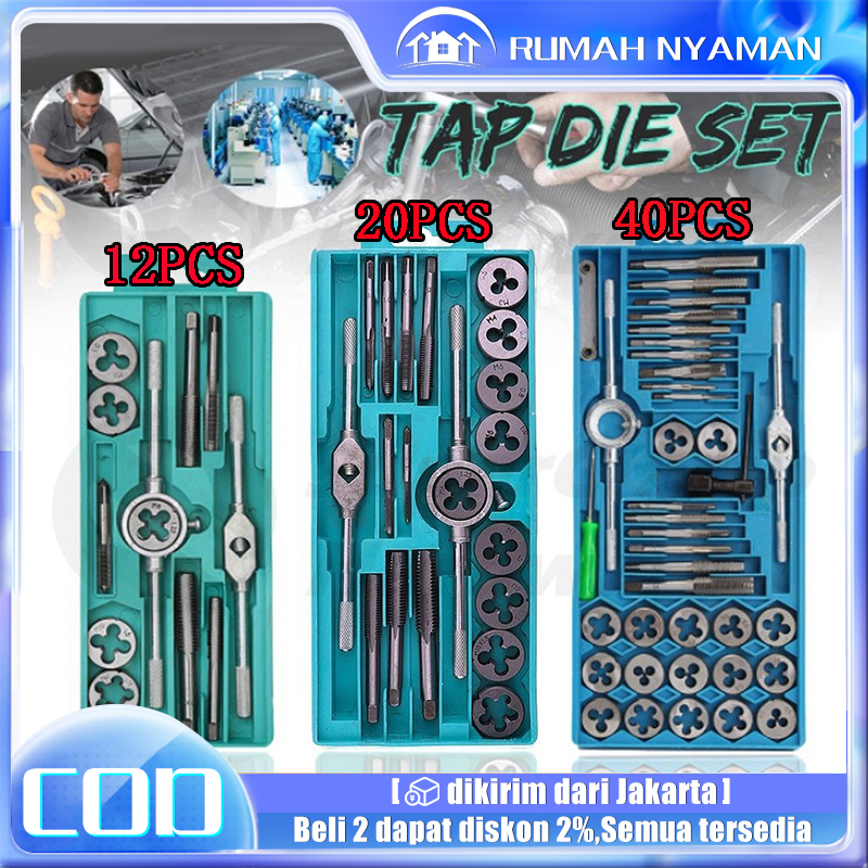 Jual 12/20/40 PCS Tap Die Set Alat Snai dan Tap Ulir Dart Mur Baut Alat ...