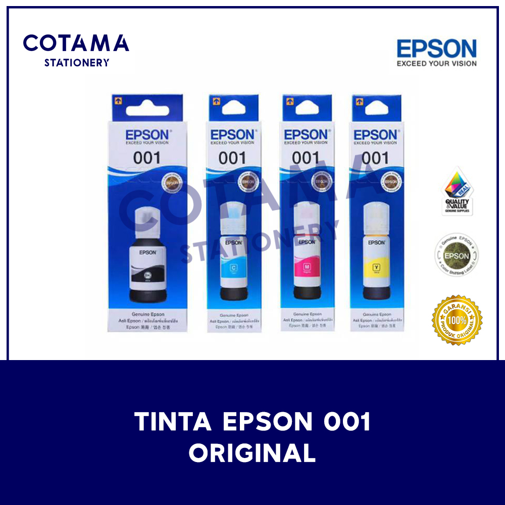 Jual Tinta Epson 001 T001 Original - Black Cyan Magenta Yellow | Shopee ...