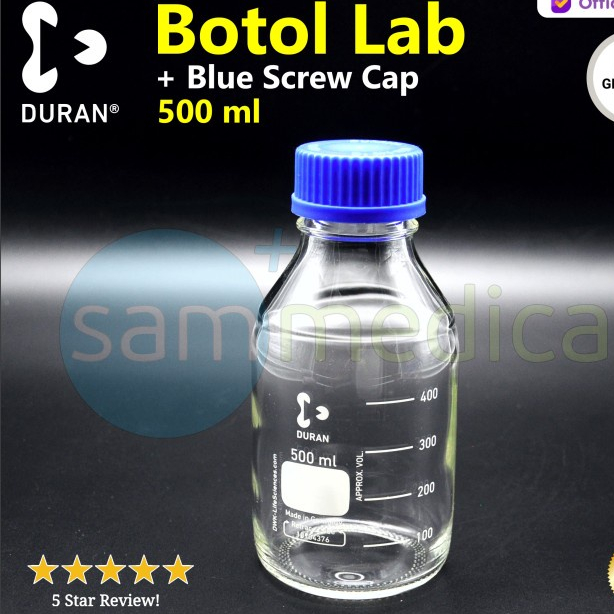 Jual Schott Duran Botol Lab Lab Bottle + Screw cap Biru 500 ml | Shopee ...
