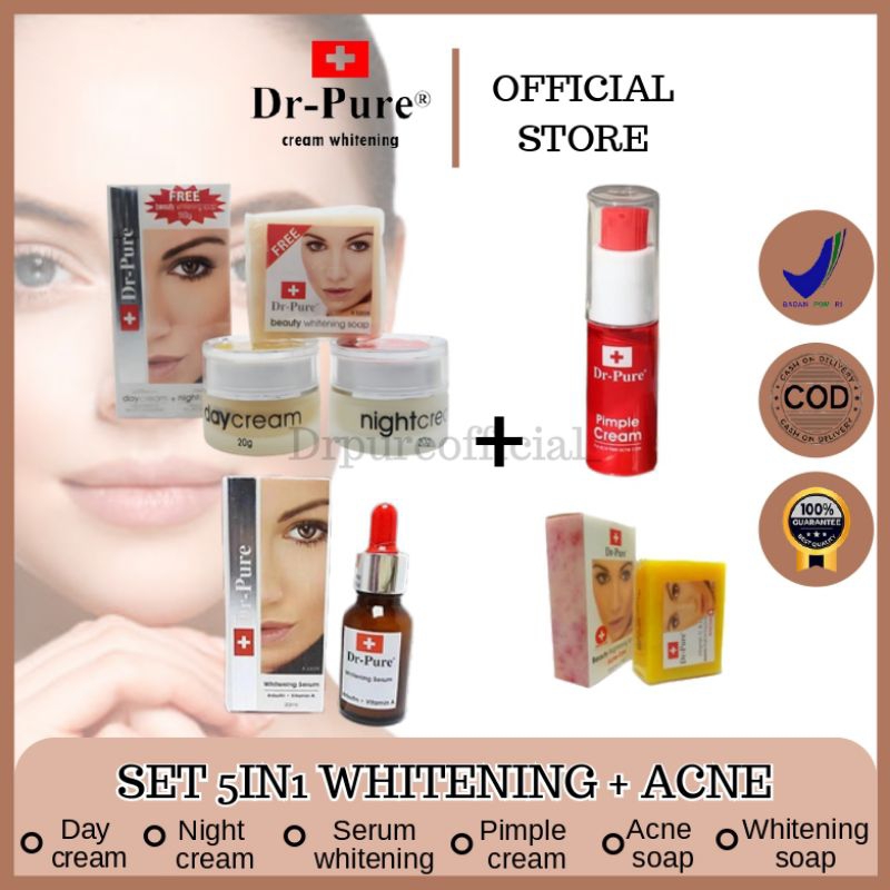Jual DR PURE PAKET LENGKAP WHITENING ACNE GLOWING 5IN1 BPOM TERBARU ...