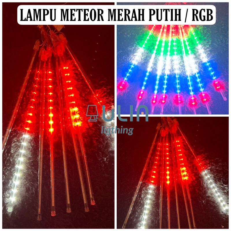 Jual LAMPU HUJAN METEOR MERAH PUTIH RGB SPECIAL 17 AGUSTUS LED JATUH 8 ...