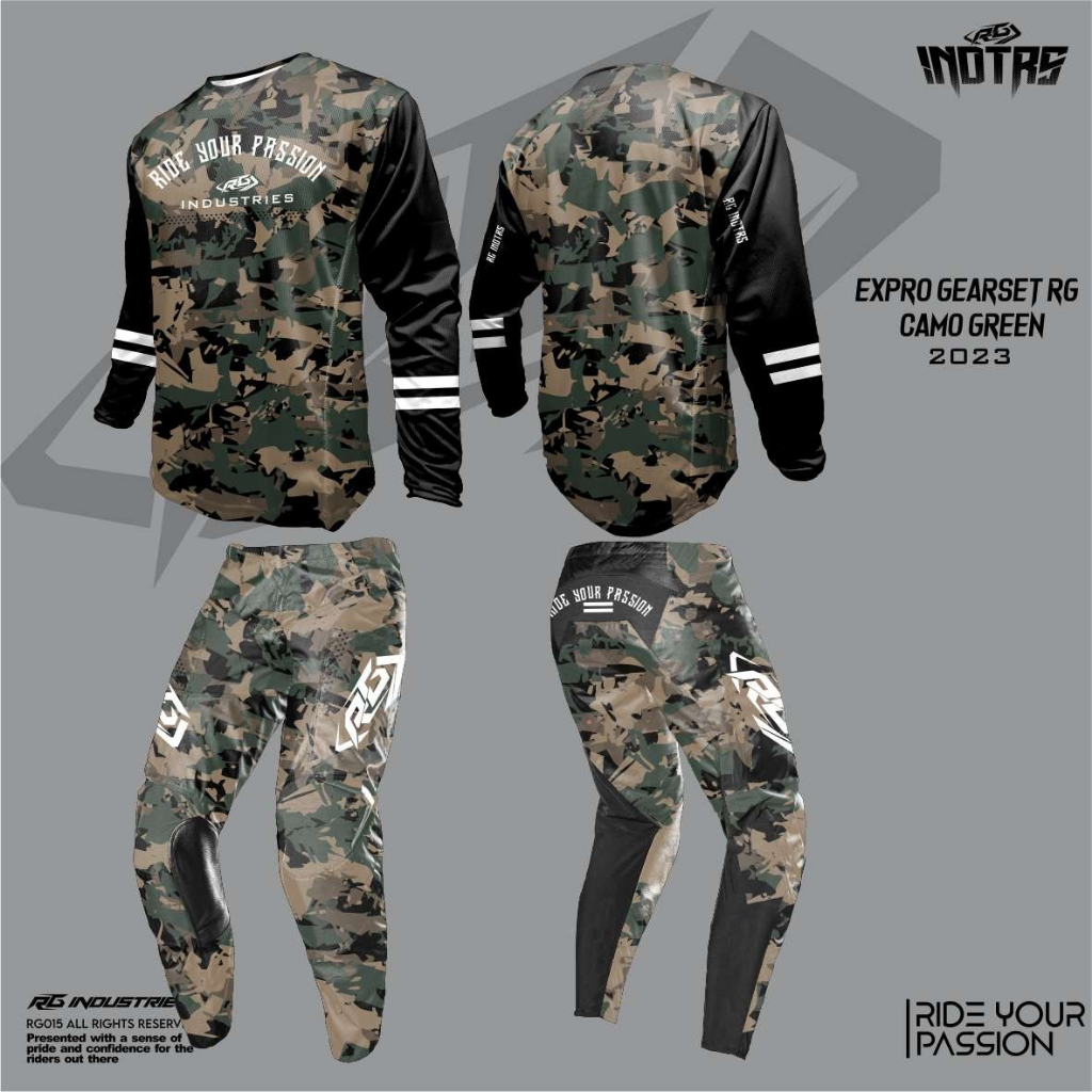 Jual Jersey Set Trail Adventure Motocross Rg Industries - camo green ...