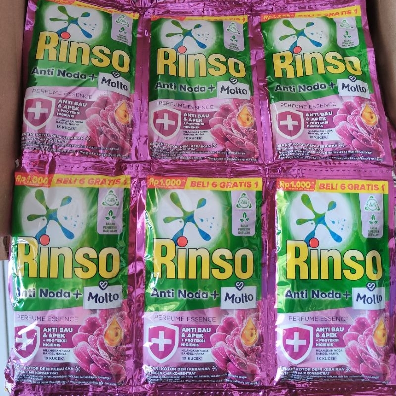Jual Rinso Cair Jumbo 38ML 1 Renceng (isi 6 + bonus 1 sachet) | Shopee Indonesia