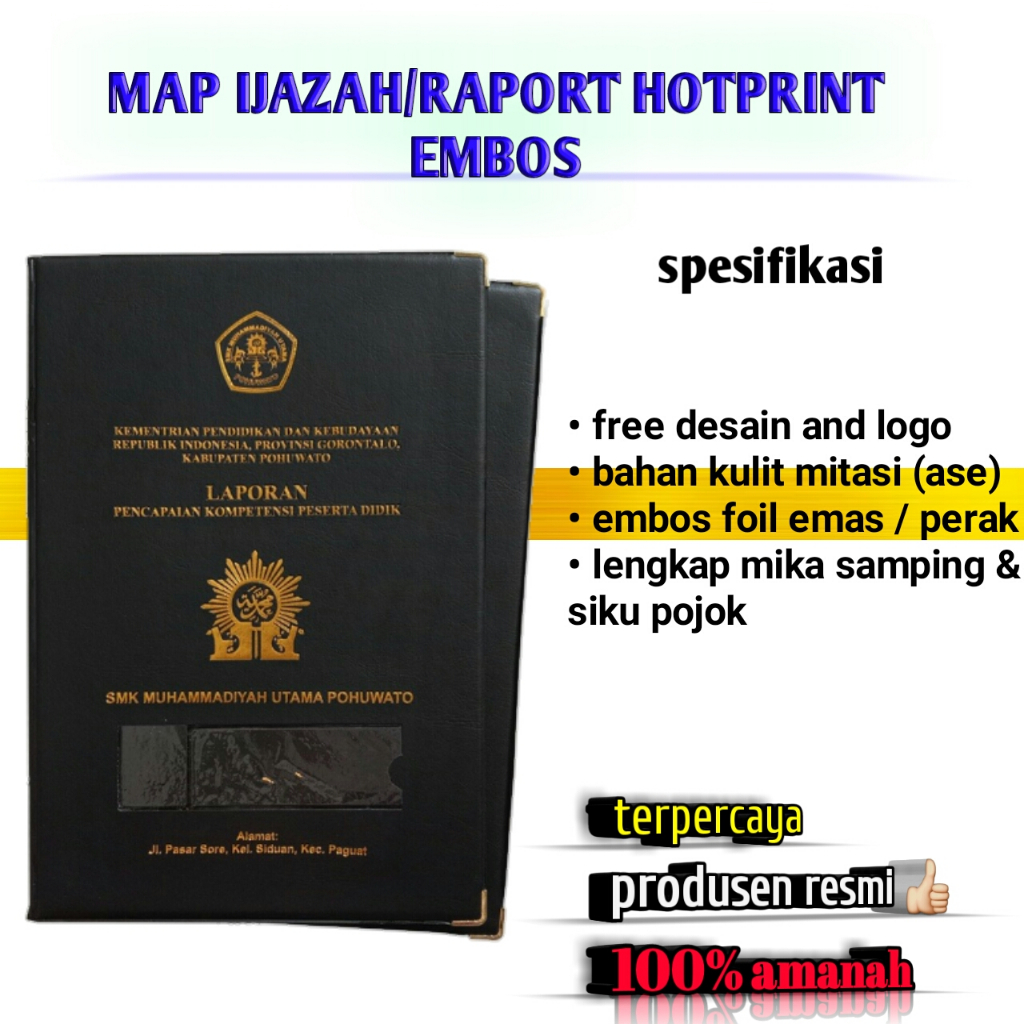 Jual map raport / ijazah hotprint bahan kulit mitasi (ASE) | Shopee ...