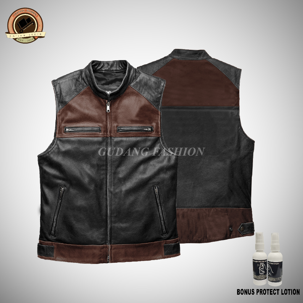 Jual Rompi Kulit Vest Pria Rompi Kulit Sintetis Rompi Bikers Rompi ...
