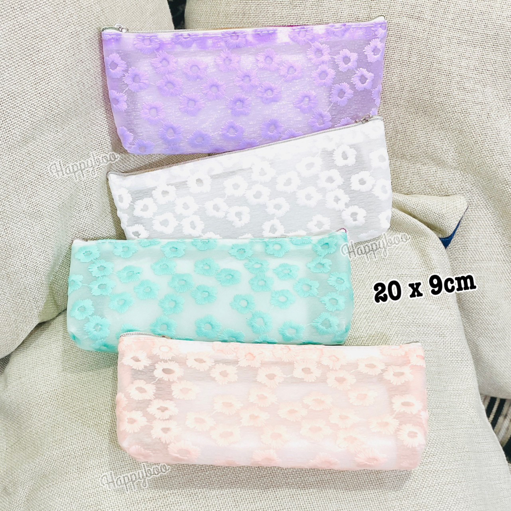 Jual dompet pouch mika bordir bunga bentuk perahu tempat pensil borbu ...