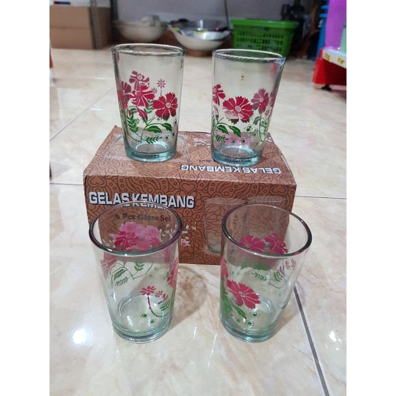 Jual Gelas kopi beling/Gelas jamu/Gelas 208 Kembang (per 6pcs) | Shopee ...