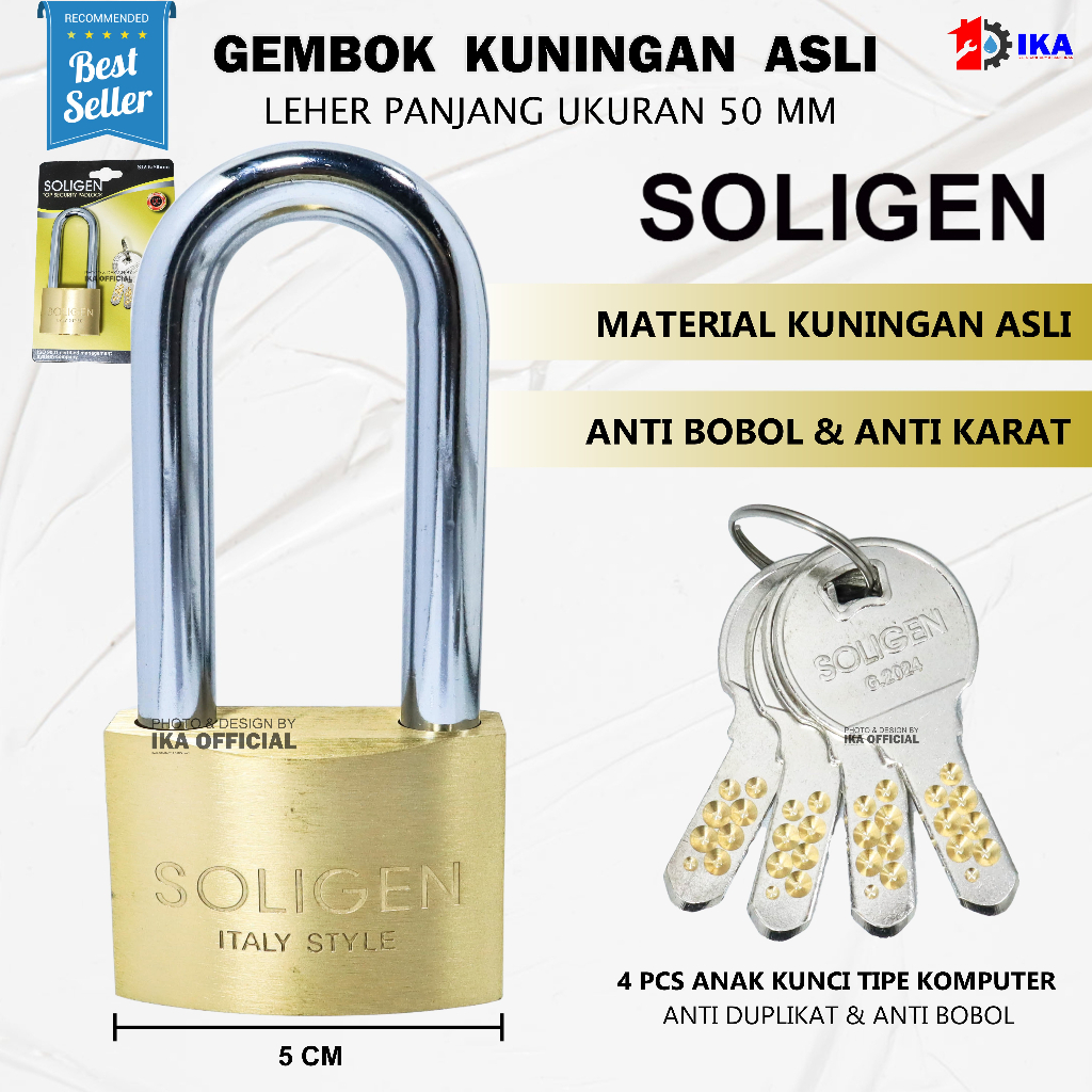 Jual Gembok Kuningan Komputer Key Leher Panjang Soligen Varian 40MM ...