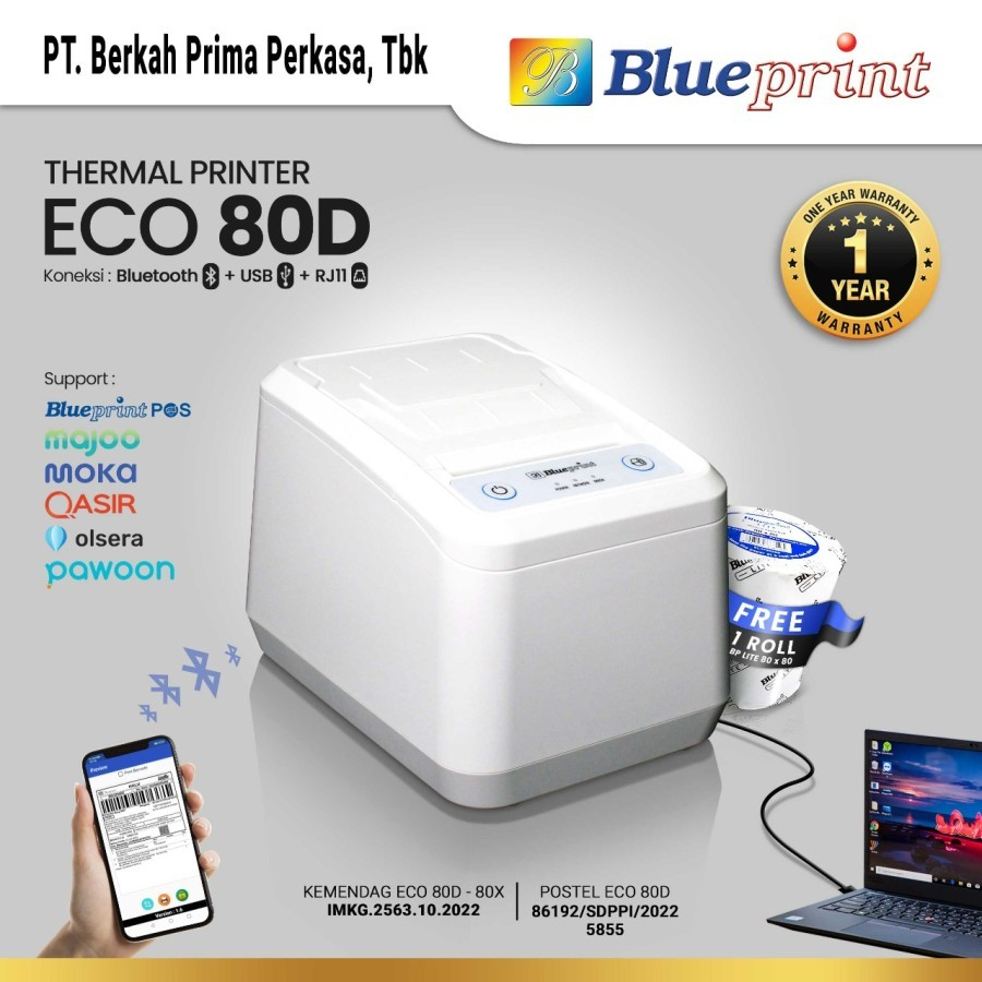 Jual Blueprint Thermal Printer ECO80D (USB + Bluetooth) | Shopee Indonesia
