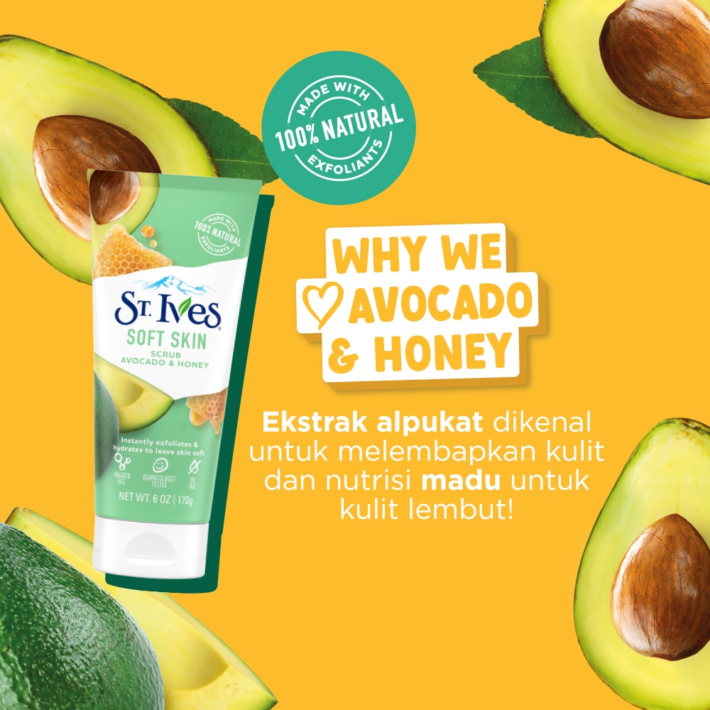 Jual (EXP 08/08/23) St Ives Soft Skin Avocado and Honey Face Scrub [170 ...