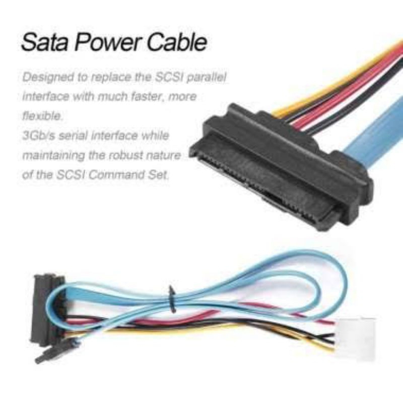 Jual KABEL SAS 29PIN TO SATA DATA 7PIN +POWER 4PIN ORIGINAL KABEL DATA ...