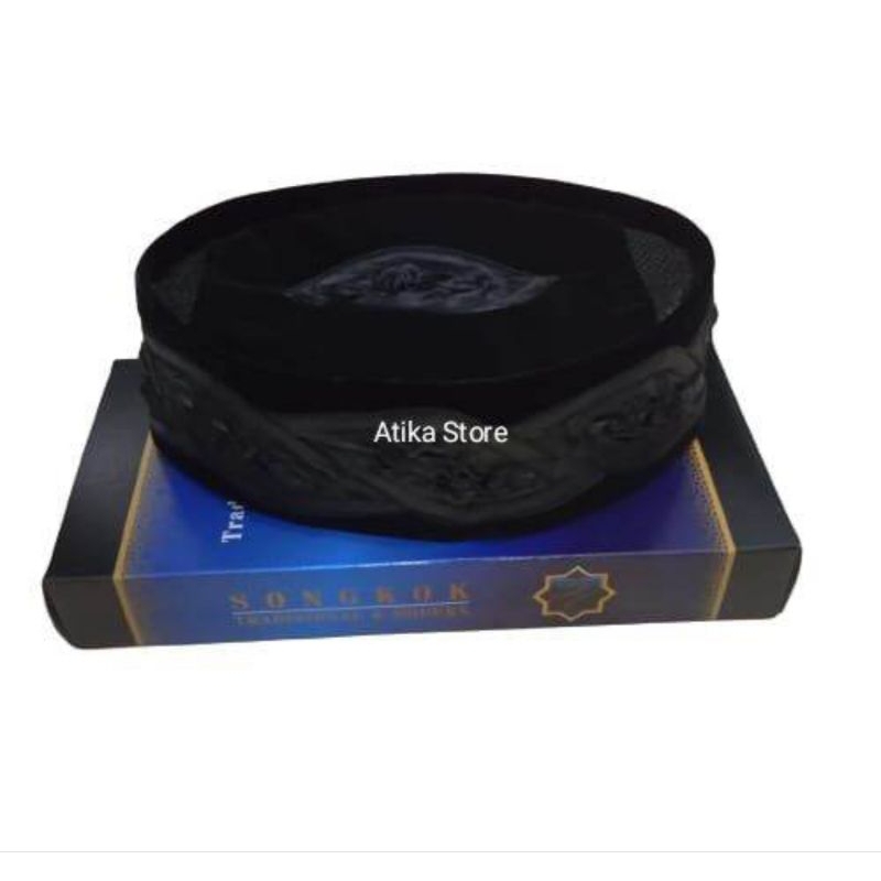 Jual Kopyah Peci Kopiah Songkok Hitam AC Peci Betawi Motif Kembang Kol ...