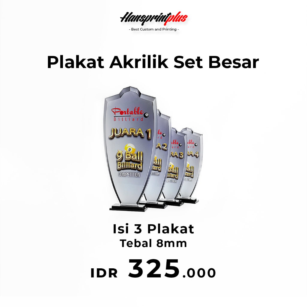 Jual Custom Trophy Plakat Piala Akrilik Acrylic SET BESAR (isi 3 ...
