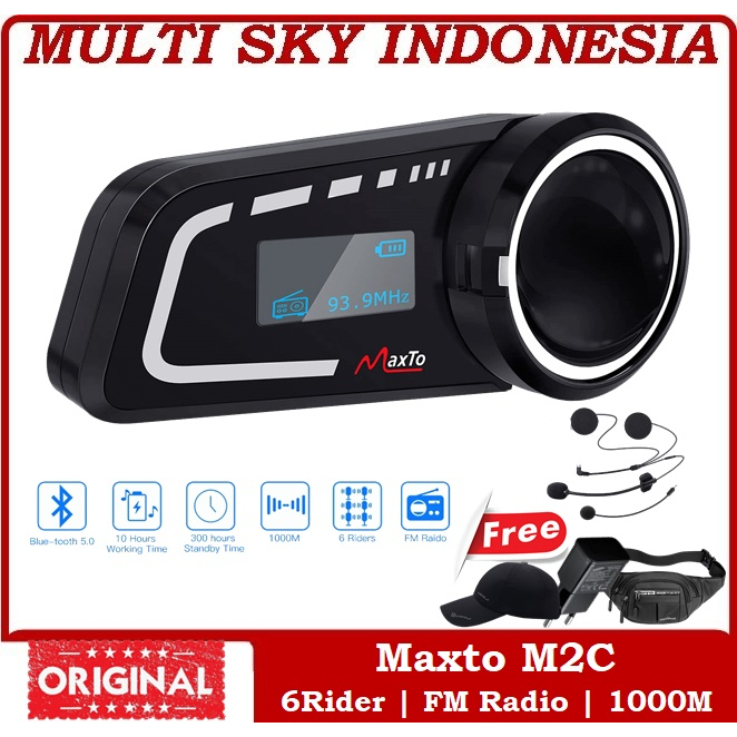 Jual Maxto M2C Intercom Bluetooth Helm 6 Rider Original | Shopee Indonesia