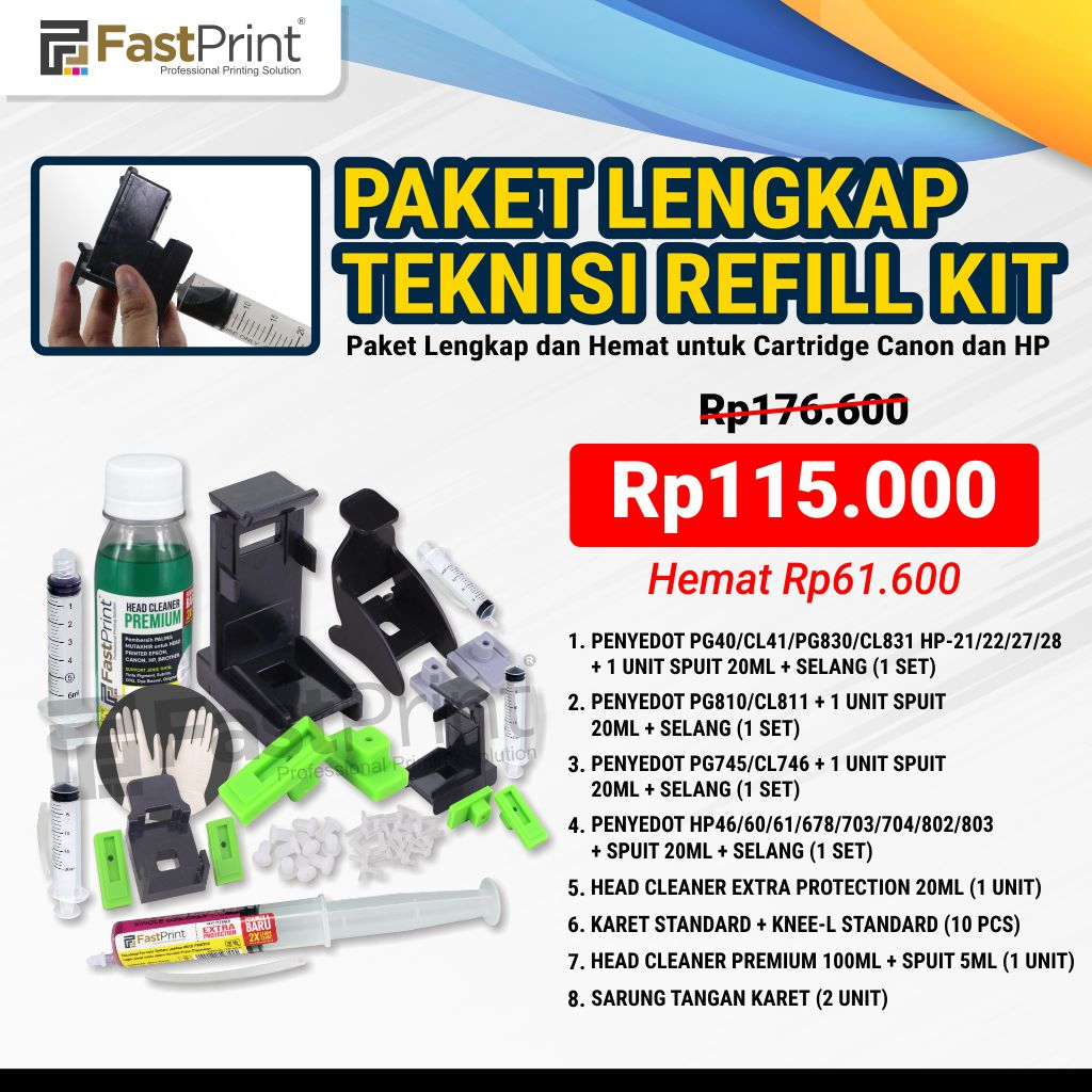 Jual Fast Print Paket Tool Set Teknisi Printer Refill Kit Canon HP ...