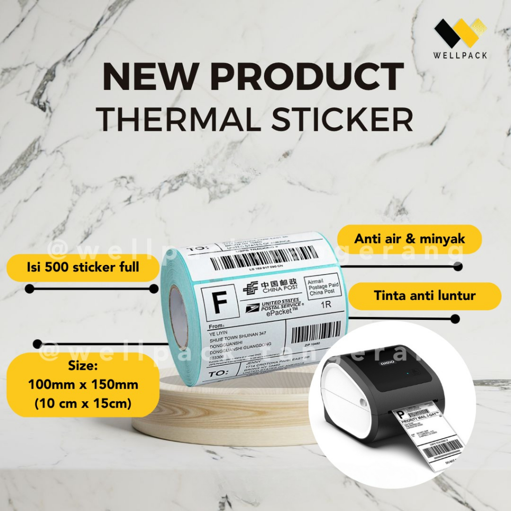 Jual Sticker Thermal / Resi / Label / Barcode 500pcs uk 100mm x 150mm (10cm x 15cm) | Shopee ...