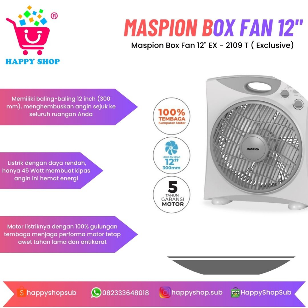 Jual Maspion Box Fan 12" EX - 2109 T ( EXCLUSIVE ) | Shopee Indonesia