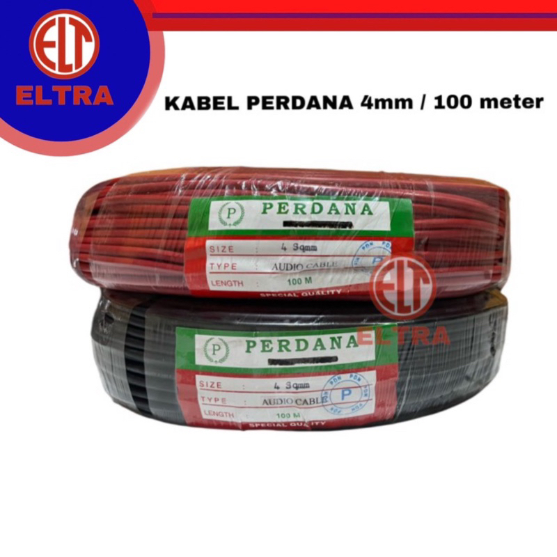 Jual Kabel perdana serabut NYAF 4mm / 100 meter warna merah hitam audio ...