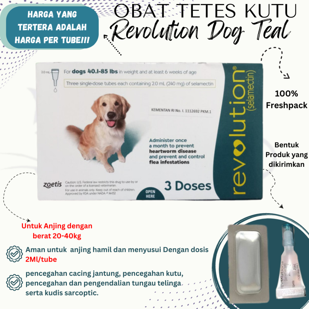 Jual OBAT KUTU ANJING REVOLUTION DOG 40.1-85 LBS ANJING 20 KG - 42,5 KG ...