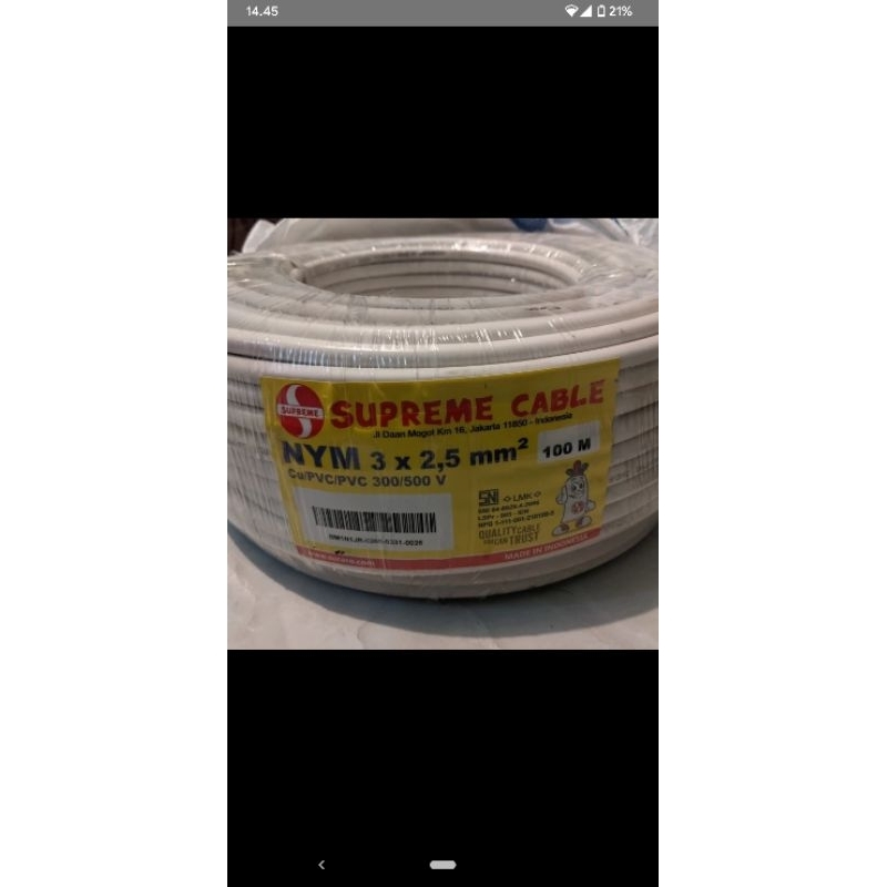 Jual Kabel Listrik SUPREME NYM 3X2.5MM KAWAT 100M | Shopee Indonesia