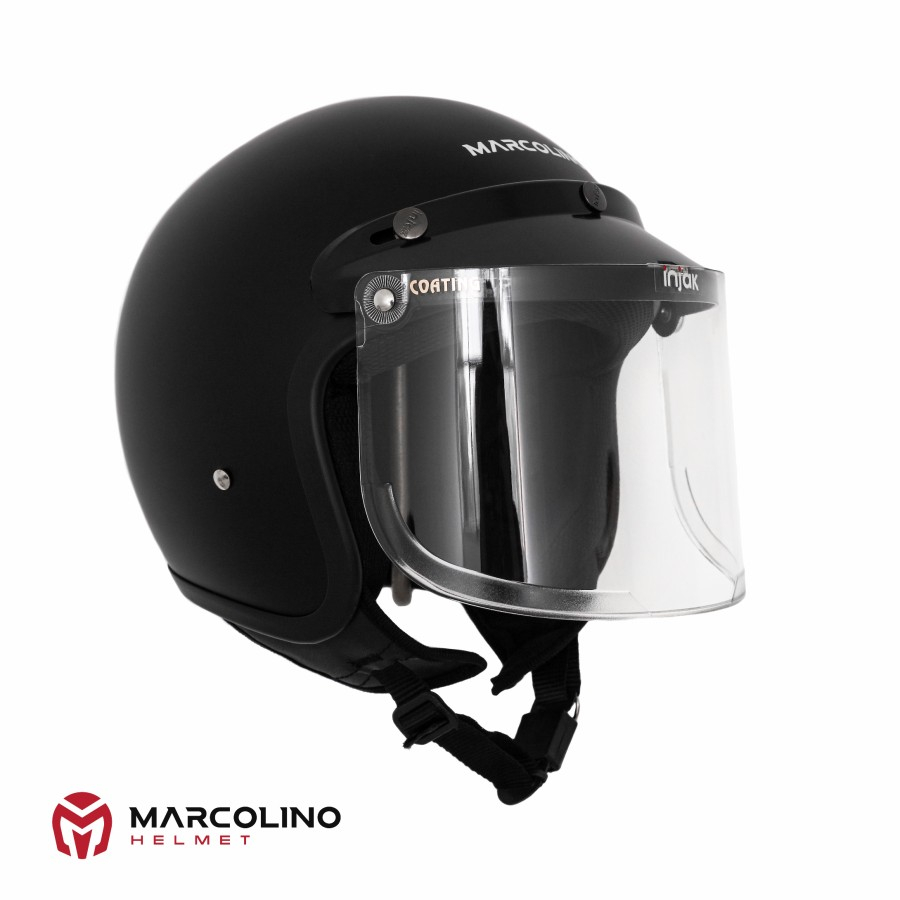 Jual Helm Bogo Retro Marcolino Black / Hitam Doff SNI Flat Visor by JMC ...