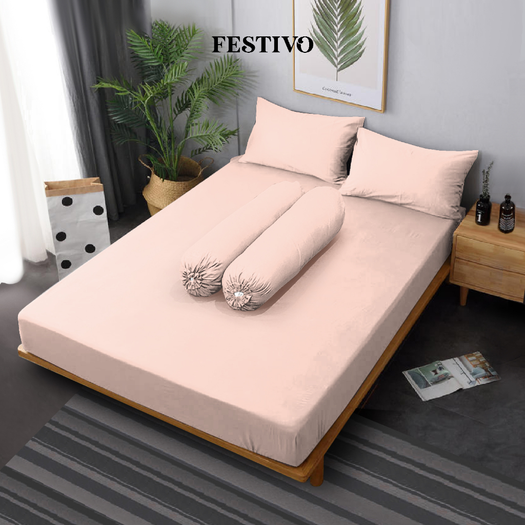Jual Sprei Set Festivo Ukuran 200x200 Warna Polos Tinggi 20 cm | Shopee ...