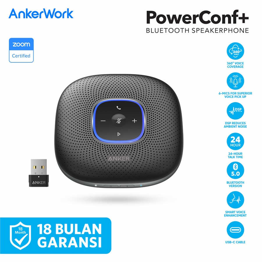 Jual Anker PowerConf+ Plus Bluetooth Speakerphone Wireless - A3306 | Shopee Indonesia
