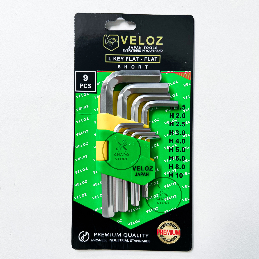 Jual VELOZ kunci l set panjang pendek 9pcs kunci l set panjang pendek hex torx ballpoint hex key ...