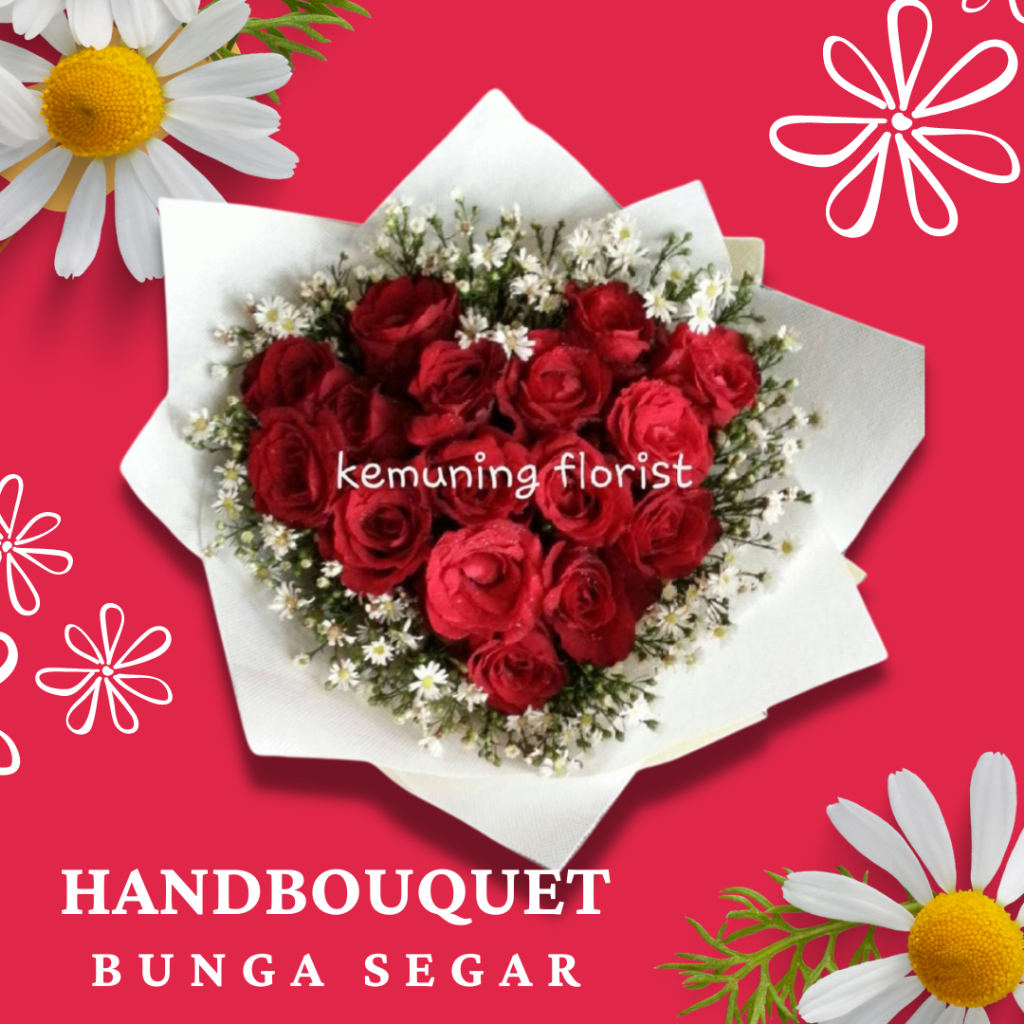 Jual Rangkaian Hand Bouquet Buket Bucket Bunga Mawar Fresh Segar HB12 ...
