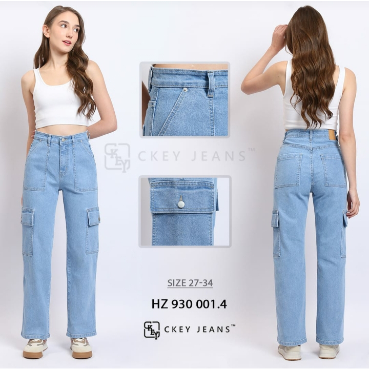 Jual Ckey Celana Jeans Cargo High waist | Shopee Indonesia