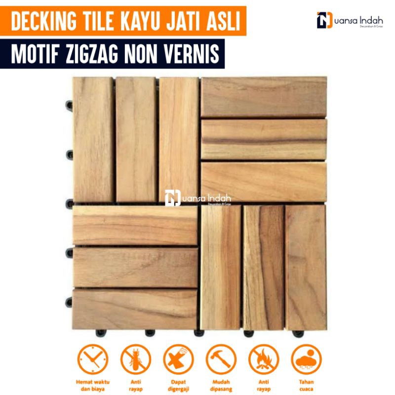 Jual DECKING TILE KAYU JATI ASLI MOTIF ZIGZAG NON FINISHING | Shopee ...