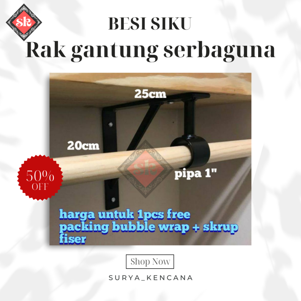Jual RAK GANTUNG BESI SIKU AMBALAN HANGER MULTIFUNGSI GANTUNGAN BAJU ...