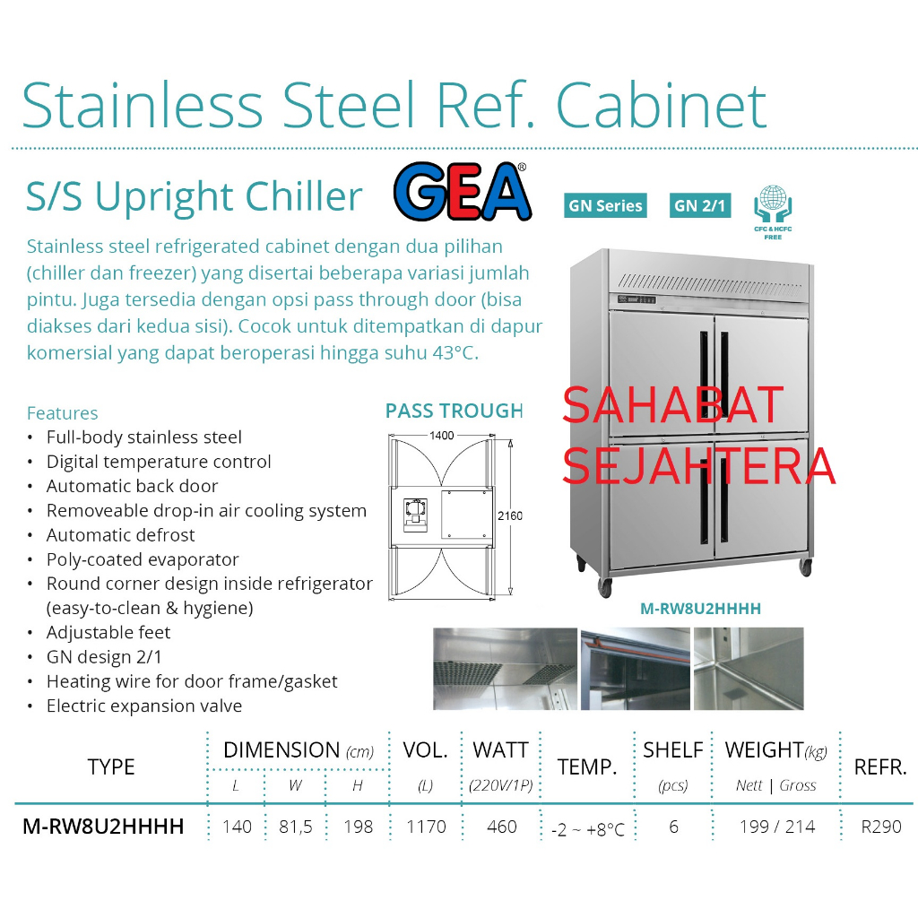 Jual GEA Stainless Steel Upright Chiller M-RW8U2HHHH Chiller Stainless ...