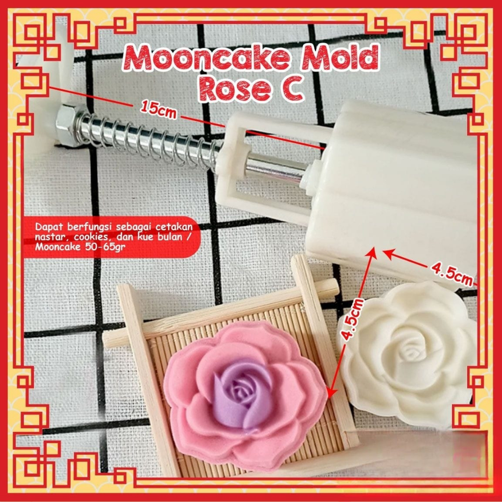 Jual Cetakan Mooncake Rose C | 50-65gr | Cetakan Nastar | Mochi ...