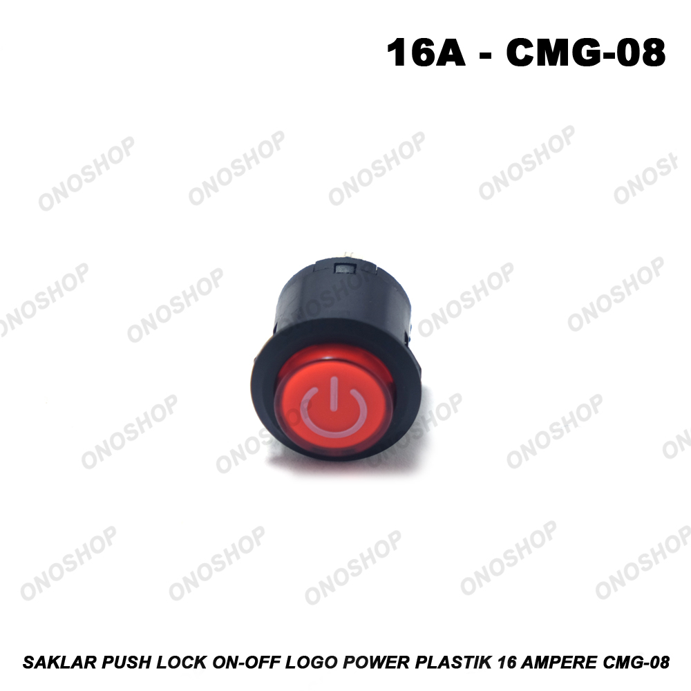Jual Saklar Push Lock On-Off Logo Power Plastik 16A + Lampu DC - CMG-09 ...