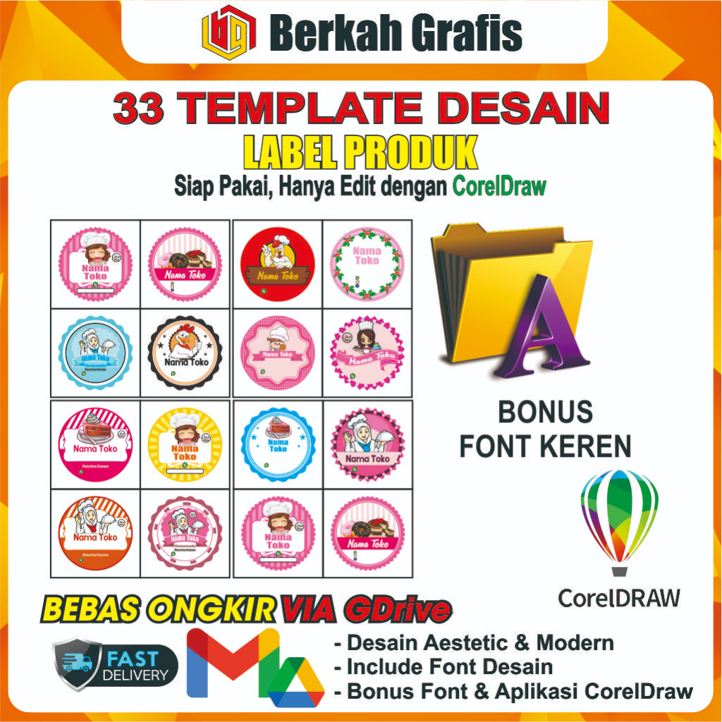 Jual [HARGA MURAH] Template Desain Label Produk Makanan dan Minuman CDR ...