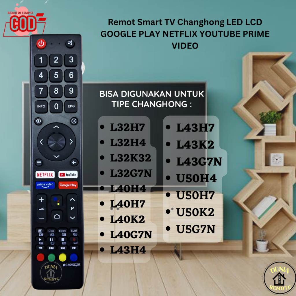 Jual Remot Remote Smart TV CHANGHONG LCD LED TYPE L32H4 Android Smart ...